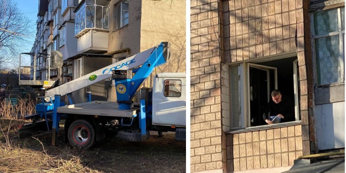 Хмельницькі комунальники засклили вікна, пошкоджені під час ракетного удару 31 грудня - vsim.ua