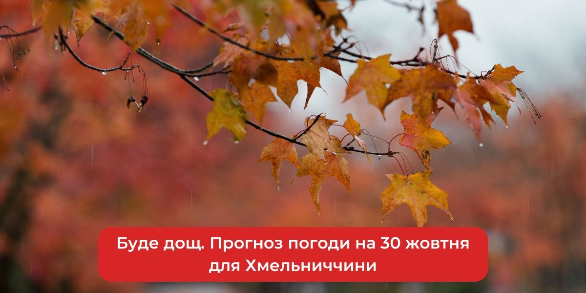 Буде дощ. Прогноз погоди на 30 жовтня для Хмельниччини - vsim.ua