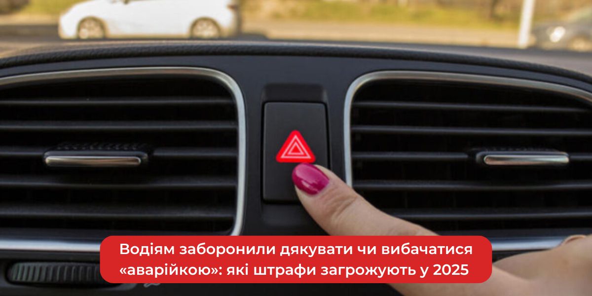 Водіям заборонили дякувати чи вибачатися «аварійкою»: які штрафи у 2025 - vsim.ua