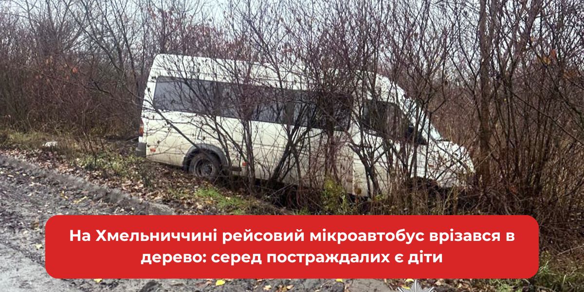 На Хмельниччині рейсовий мікроавтобус врізався в дерево: серед постраждалих є діти - vsim.ua